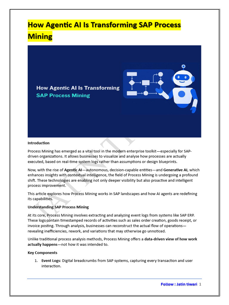How Agentic AI Is Transforming SAP Process Mining | PDF | Artificial Intelligence | Intelligence ...