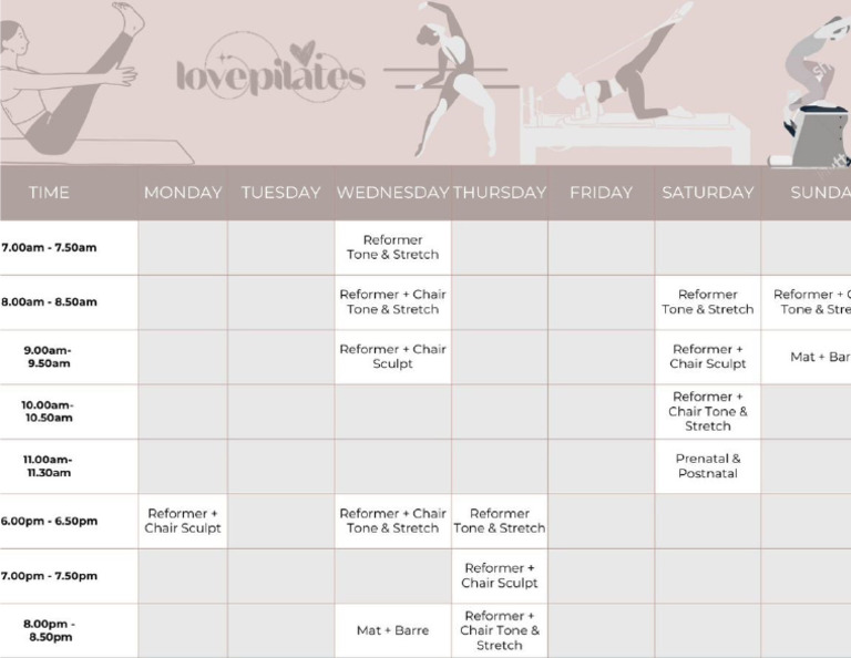 Pilates Schedule | PDF