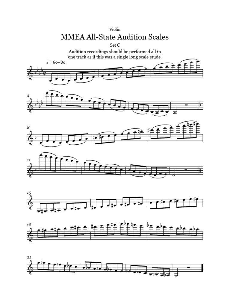MMEA All-State Audition Scales Set C | PDF | String Instruments ...