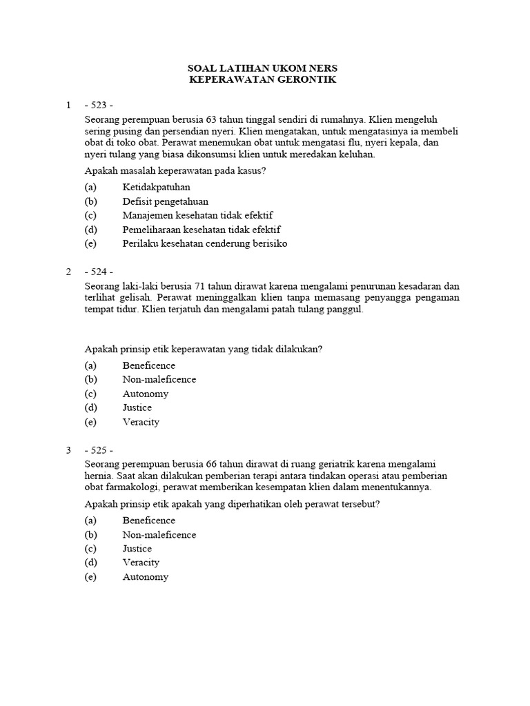 Latihan Soal Ukom Gerontik | PDF