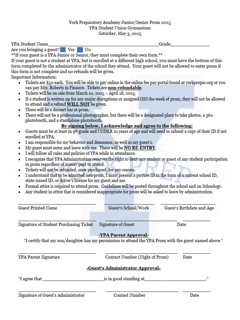 Prom_Guidelines_and_Expectations_and_Guest_Form_2025 | PDF | Prom
