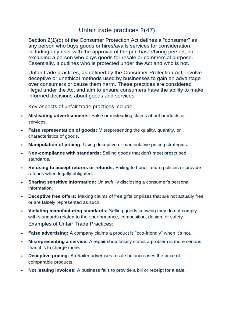 Unfair trade practices | PDF