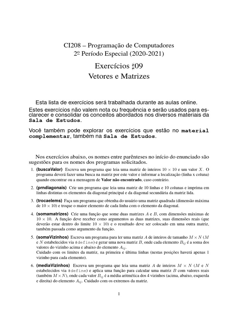 11 ListaExercícios | PDF