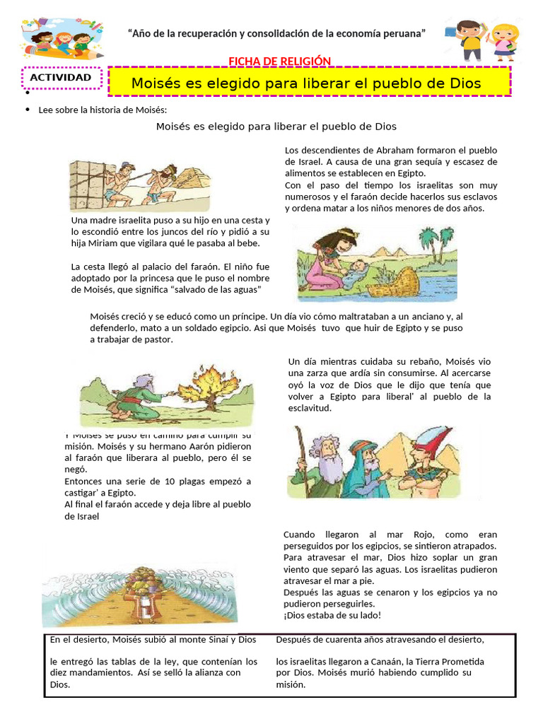 Ficha de Religión - La Historia de Moises- g | PDF | Moisés | Contenido bíblico
