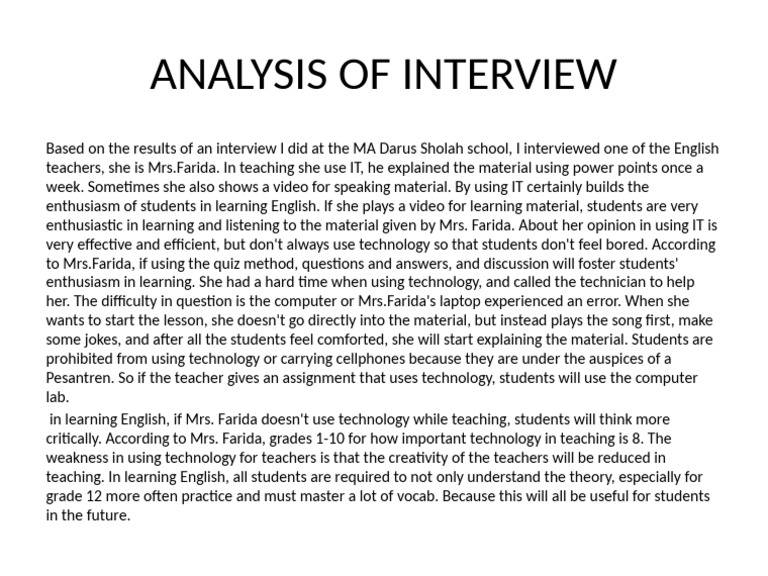 Mrs - Farida's Interview | PDF