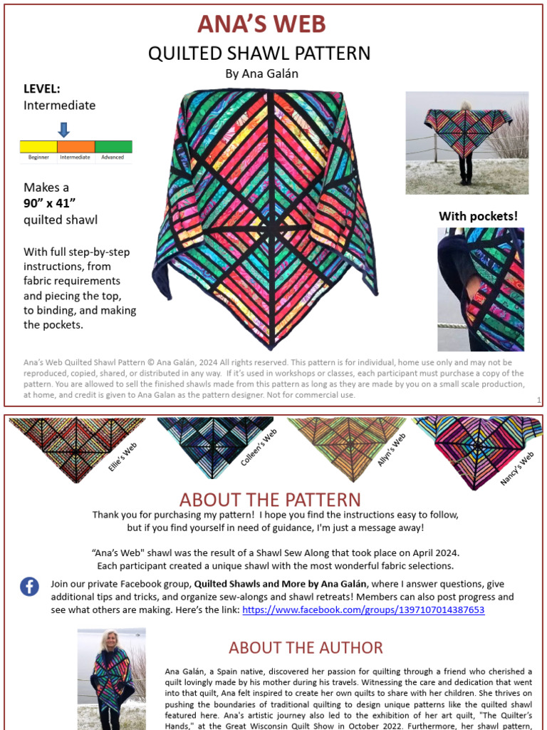 Ana Galán's Quilted Shawl Pattern | PDF | Seam (Sewing) | Quilting