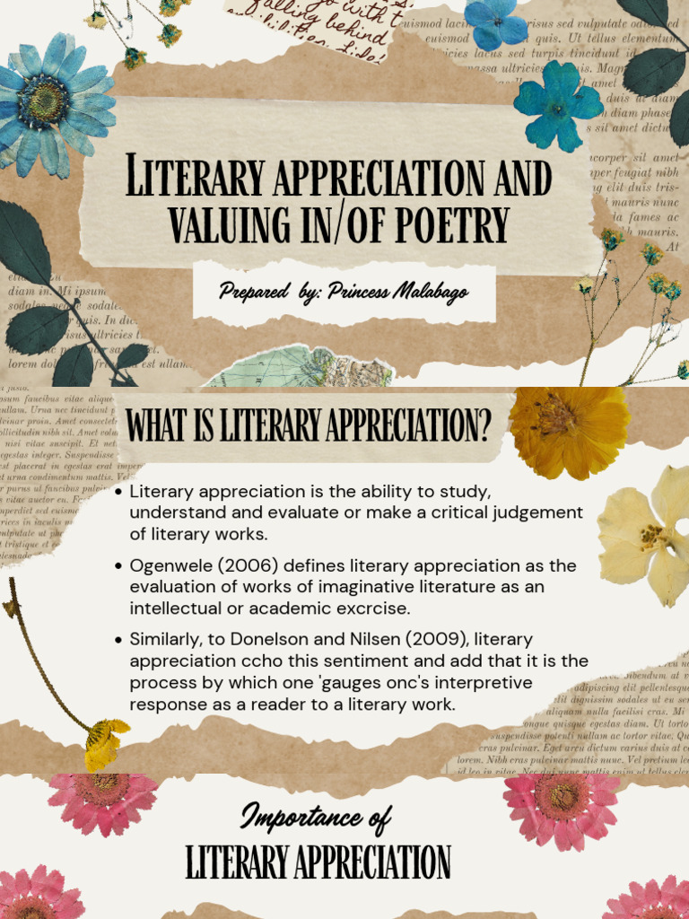 Understanding Literary Appreciation | PDF | Poetry | Writing