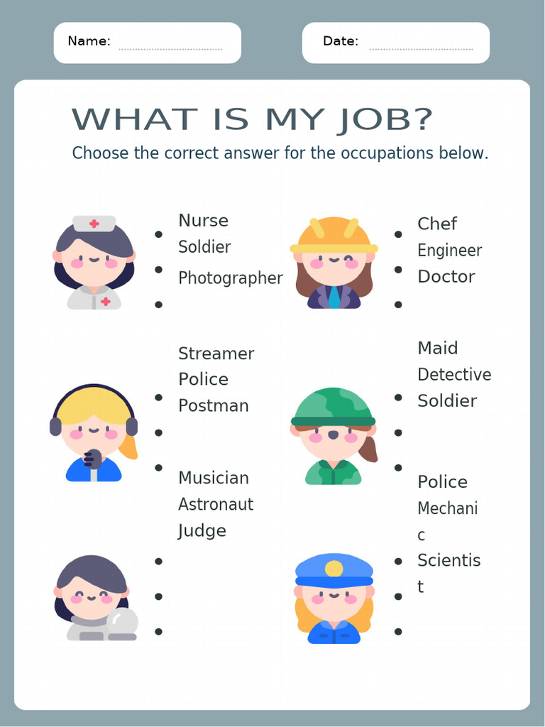 Whats My Job Worksheet | PDF