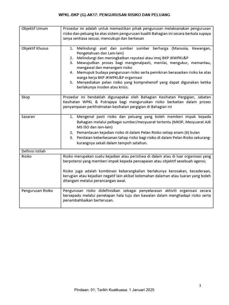AK 17 - Pengurusan Risiko Dan Peluang | PDF