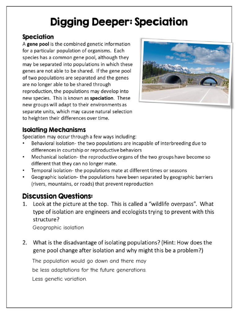 Digging Deeper- Speciation | PDF