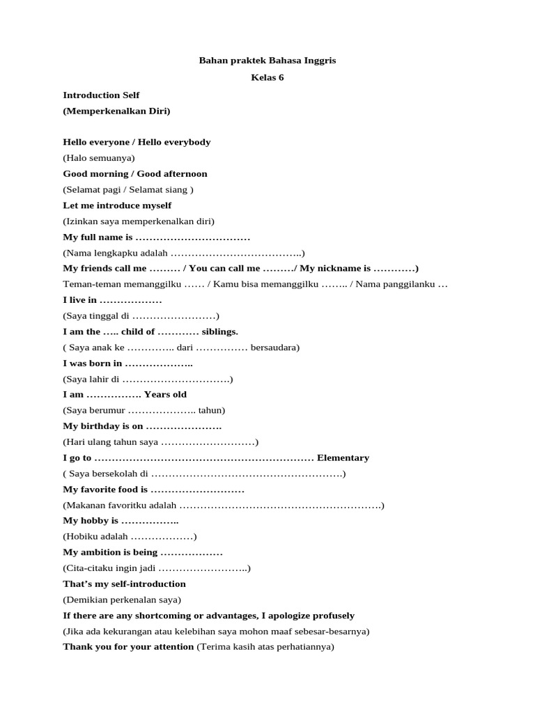 Bahan Praktek Bahasa Inggris | PDF