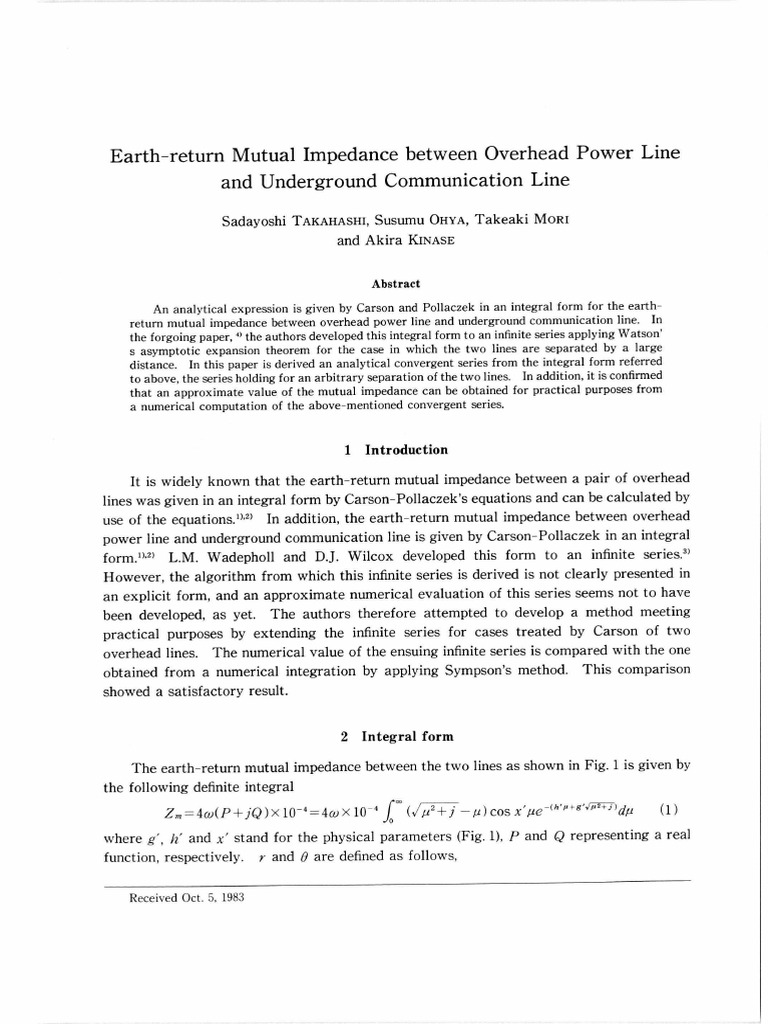 Earth Return Mutual Impedance | PDF