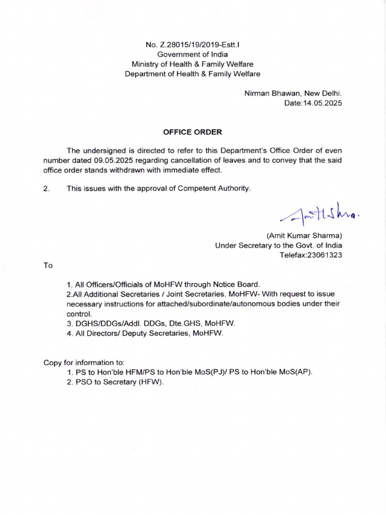 Withdrawal of Leave Cancellation Order | PDF