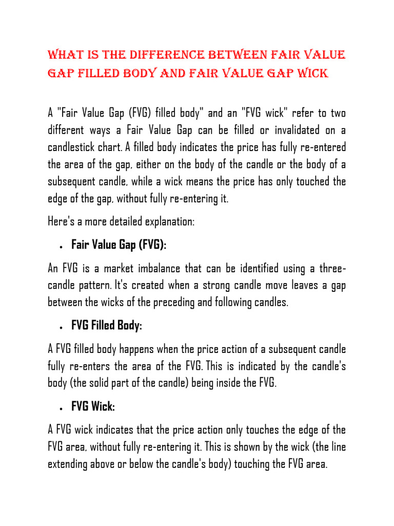 What Is The Difference Between FVG Filledbbody and FVG Wick | PDF