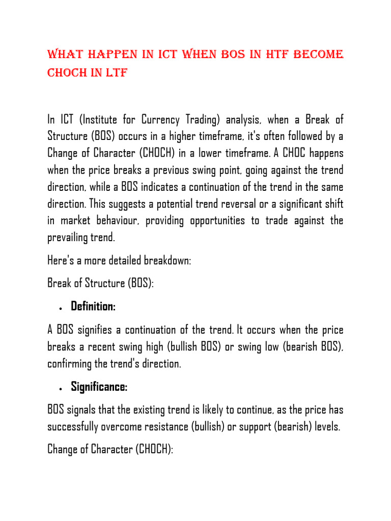 What Happen in ICT When BOS in HTF Become ChOCh in LTF | PDF