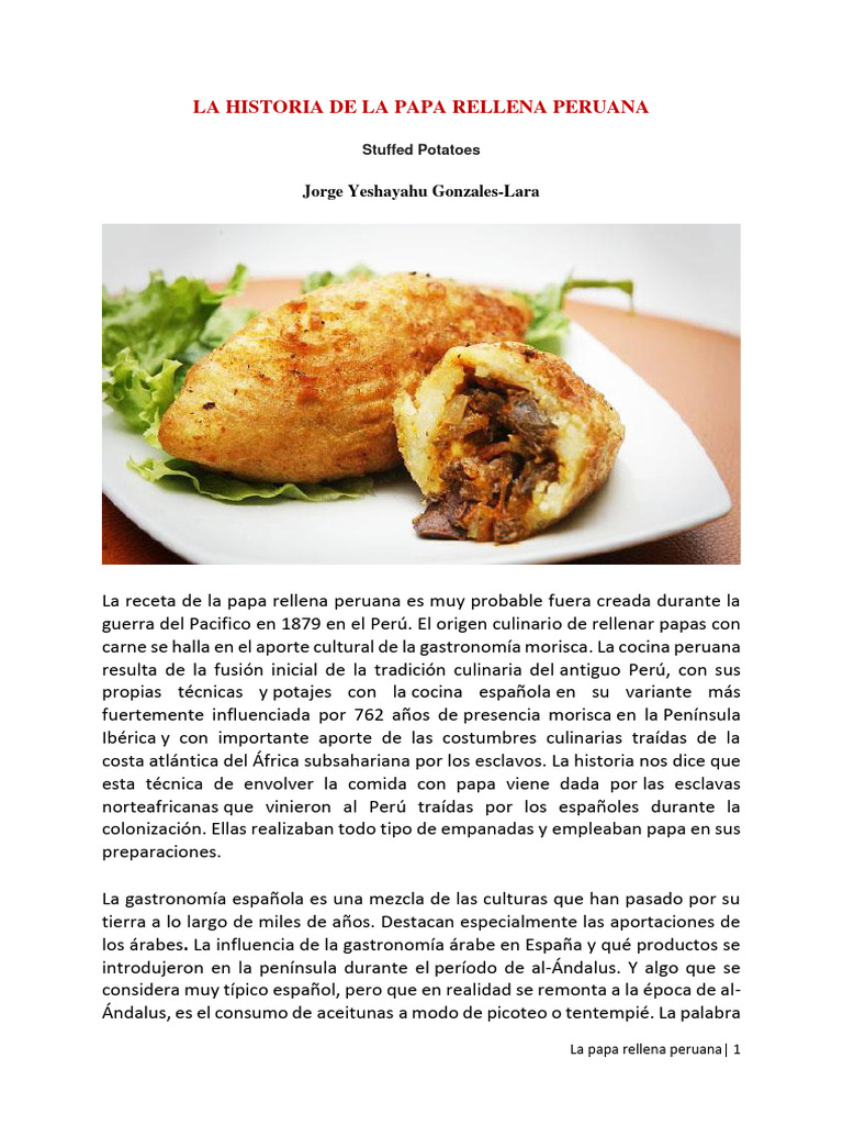 La Historia de La Papa Rellena Peruana S | PDF | Cocina | Cocina occidental