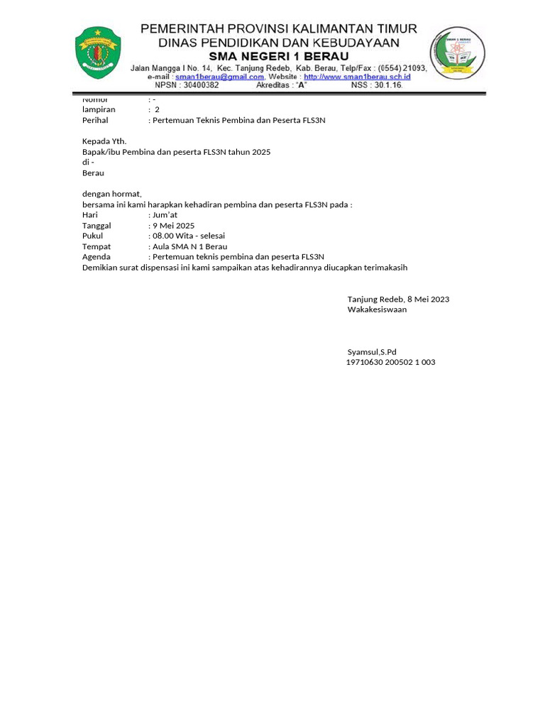 Surat Dispen Acc | PDF