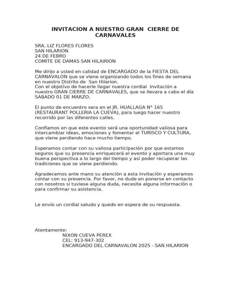 Invitacion Carnavales | PDF