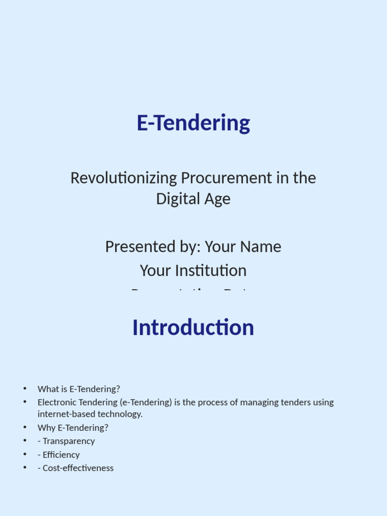 E-Tendering Presentation Styled | PDF | Business
