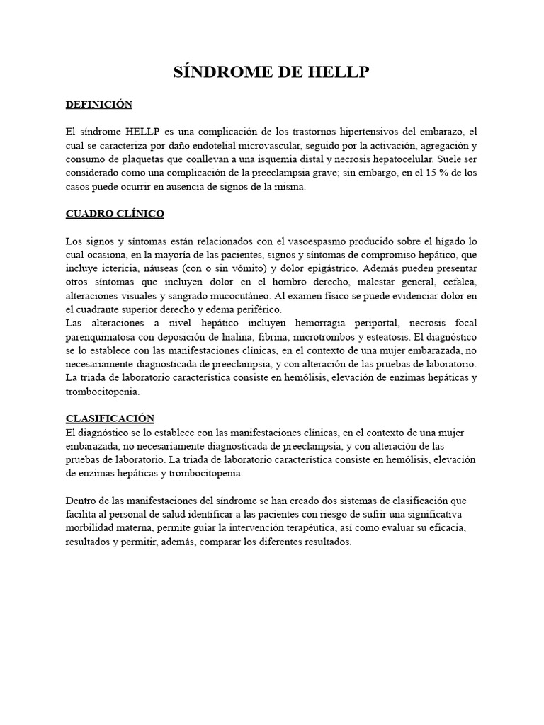 SINDROME DE HELLP (1) | PDF | El embarazo | Medicina