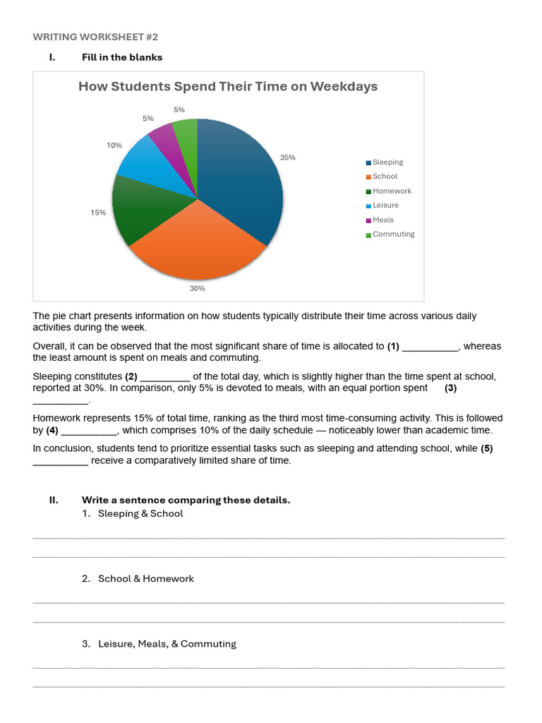 How Students Spend Their Time On Weekdays: I. Fill in The Blanks | PDF
