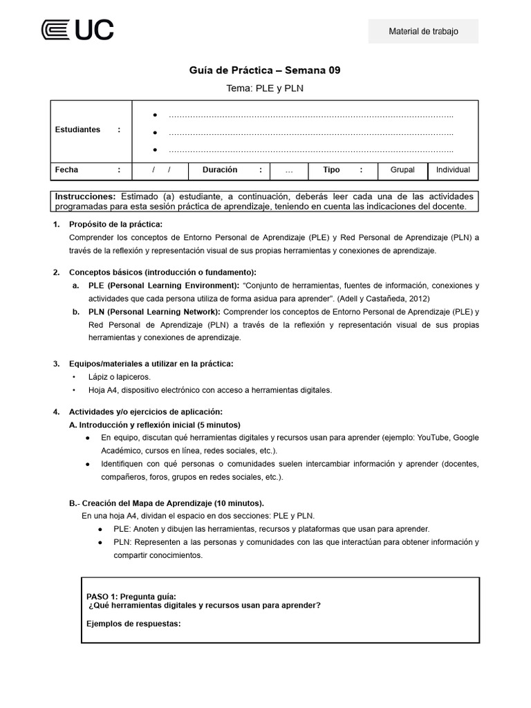 Guía de Práctica - Sem 09 (Aula) | PDF | Comunicación humana | Aprendizaje