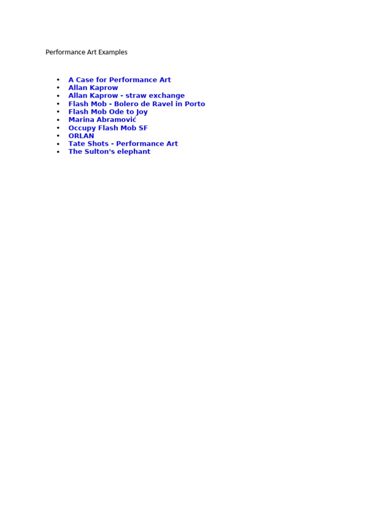 Notable Performance Art Examples | PDF