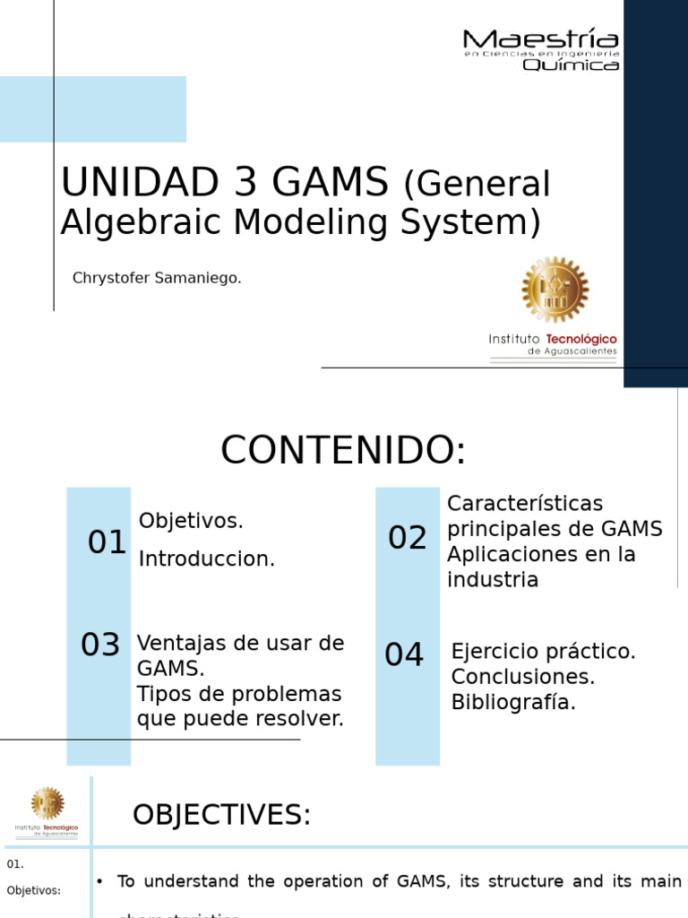 UNIDAD 3 GAMS General Algebraic Modeling System | PDF | Programación lineal | Programación de ...