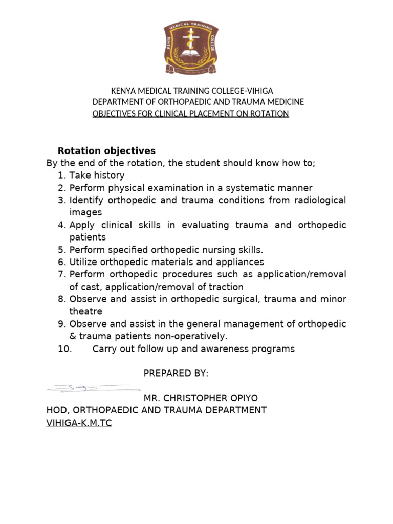 Clinical Rotation Objectives | PDF