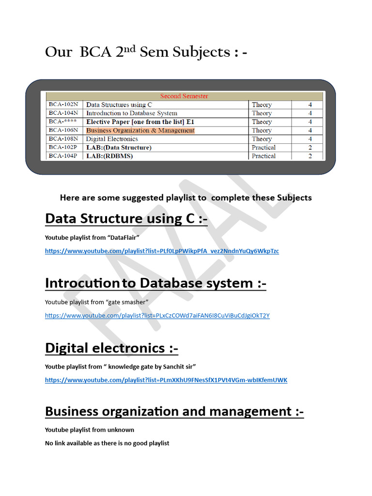 Our BCA 2nd Sem Subjects | PDF