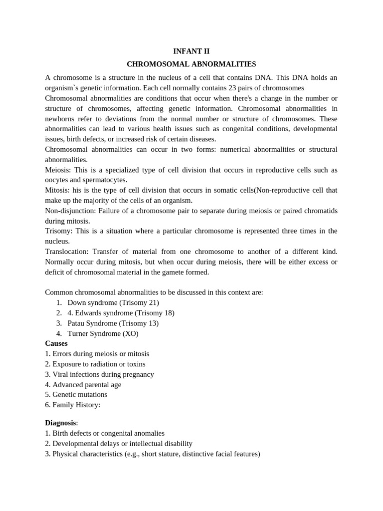 Chromosomal Abnormalities | PDF | Down Syndrome | Diseases And Disorders