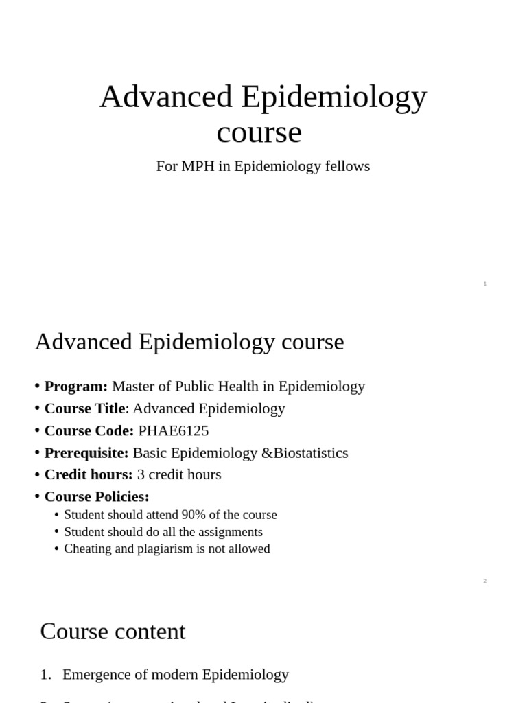 Emergence of Modern Epi | PDF | Epidemiology | Causality