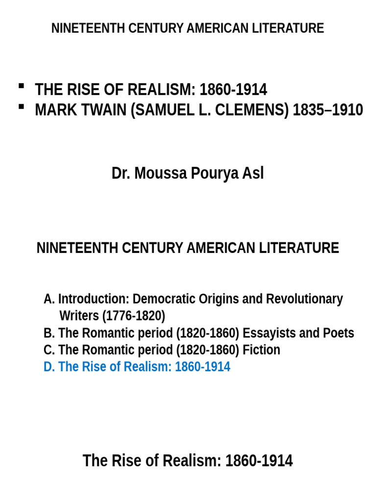 09 - Lecture Slides - The Rise of Realism & Mark Twain | PDF ...