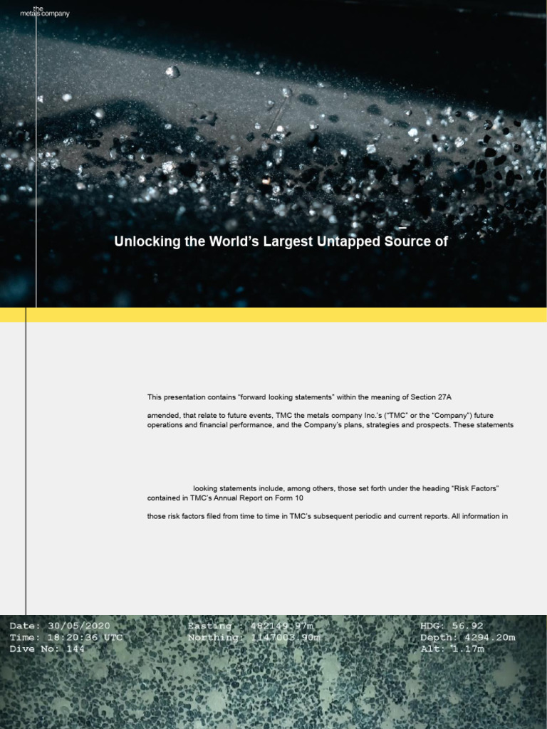 TMC Investor Presentation 2025 Overview | PDF