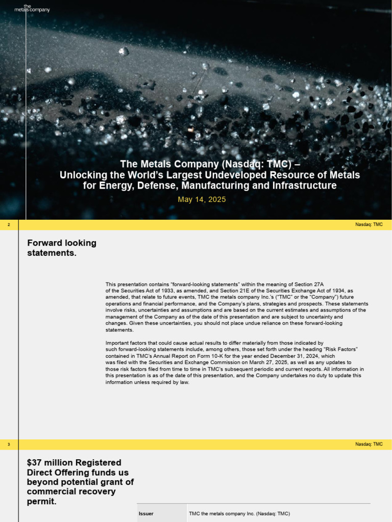 TMC Investor Presentation: Seabed Mining 2025 | PDF | United Nations ...