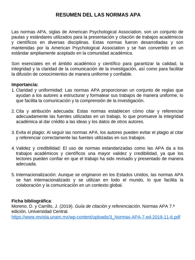 Resumen Del Las Normas Apa | PDF