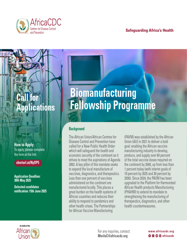 Africa CDC Biomanufacturing Fellowship | PDF | Vaccines