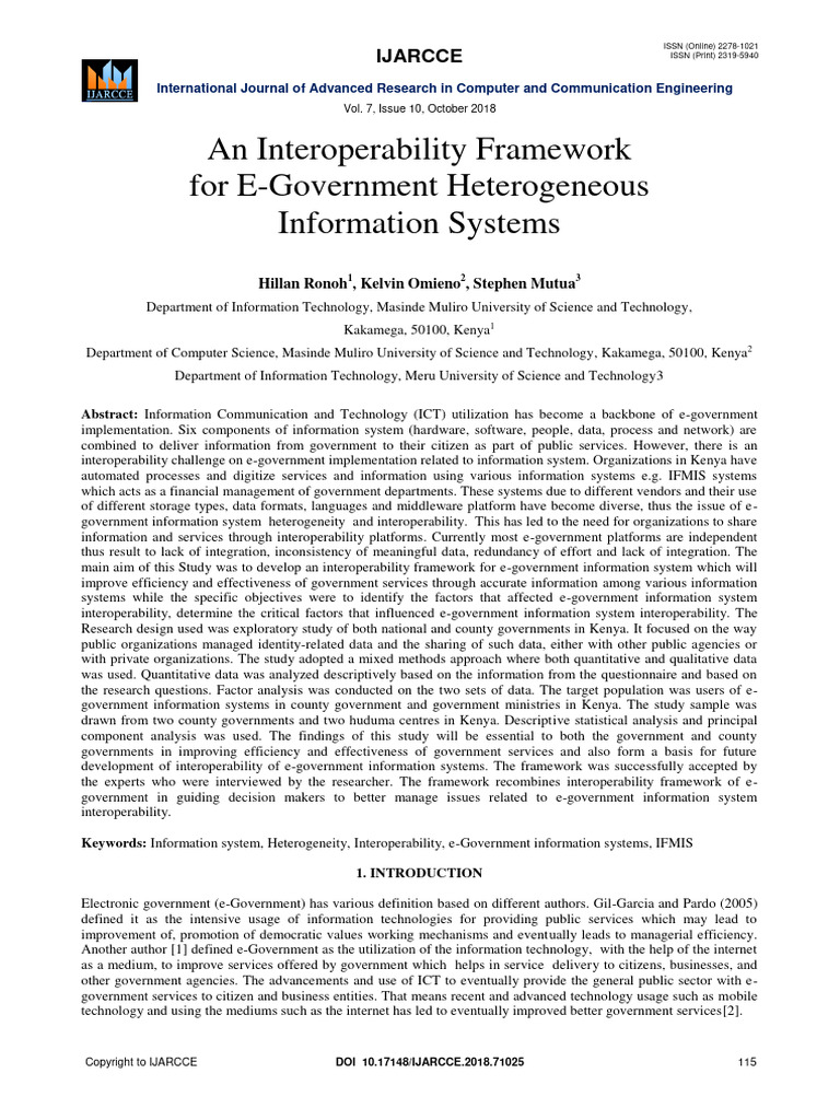 An Interoperability Framework For E Gove | PDF | Interoperability | E Government