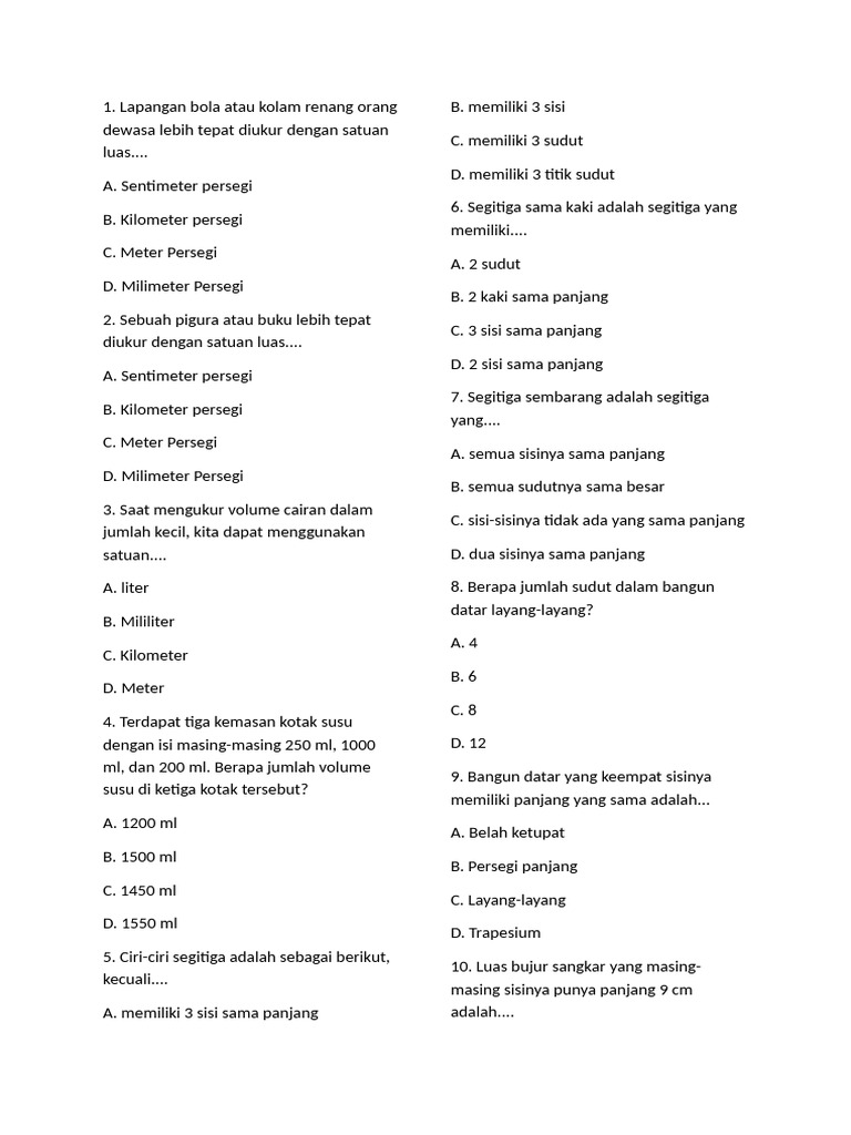 soal mtk kls 4 | PDF