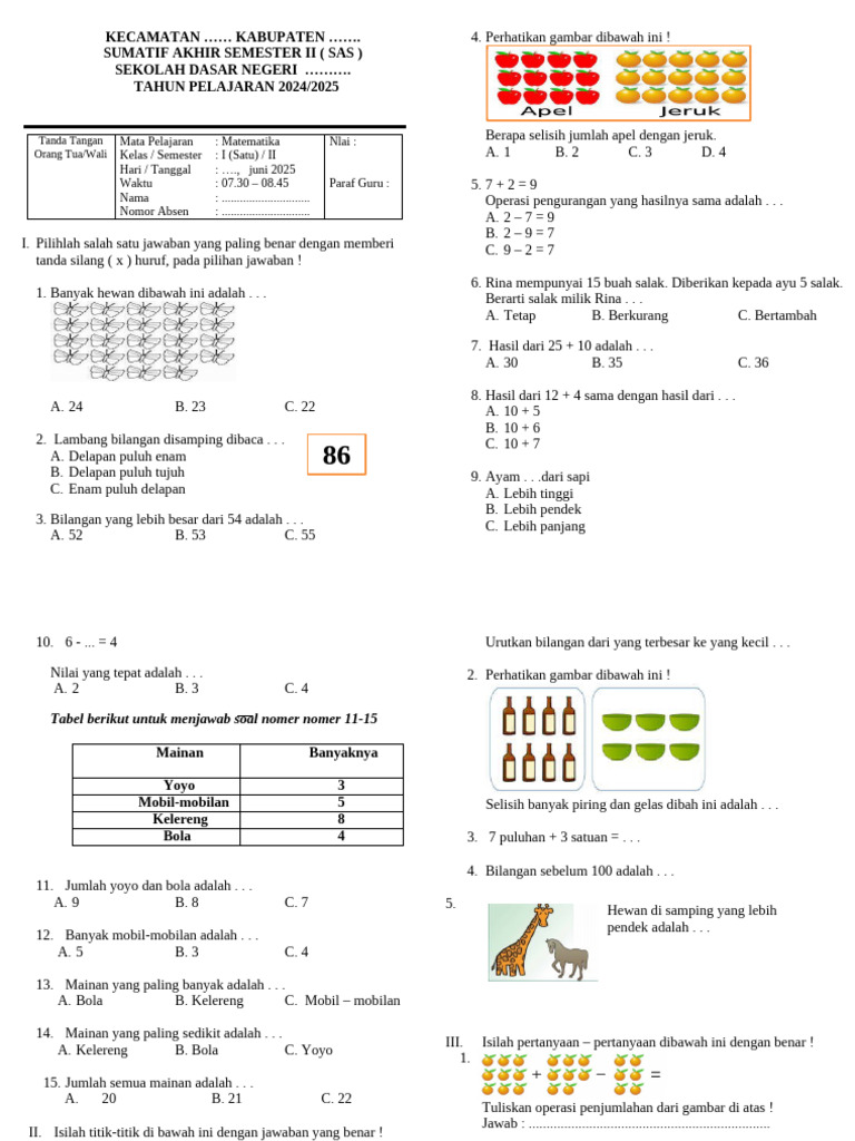 Matematika SAS 2 KLS 1 | PDF