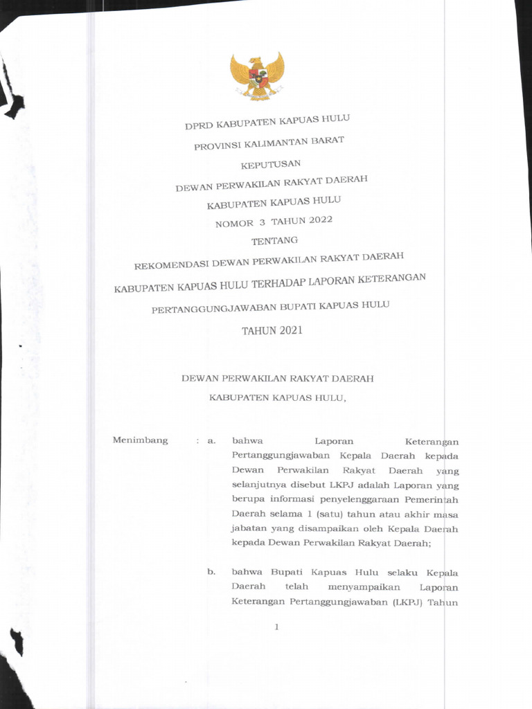 REKOMENDASI DPRD TERHADAP LKPJ 2021 | PDF