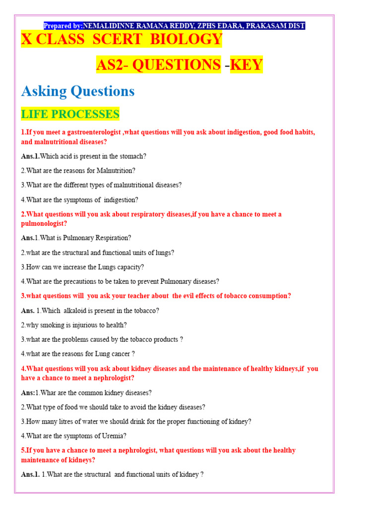 Chaduvu - 10 - BS - SCERT AS2&AS6 KEY by Ramanareddy Sir | PDF | Digestion | Pancreas