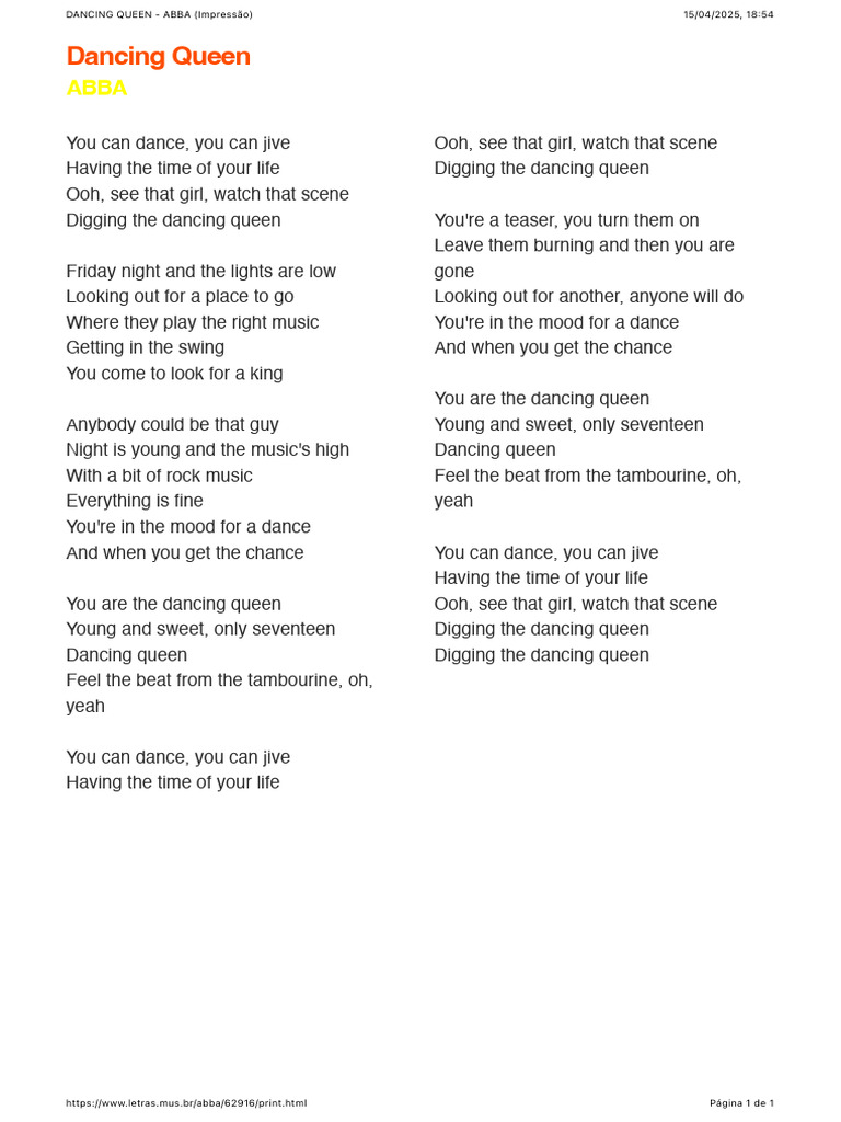 Dancing Queen - Abba | PDF