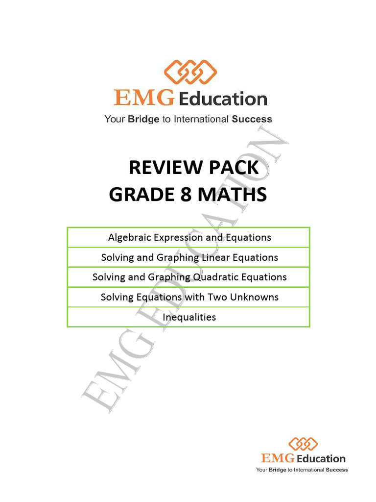 Grade 8 Maths Study PACK 2 | PDF | Equations | Algebra