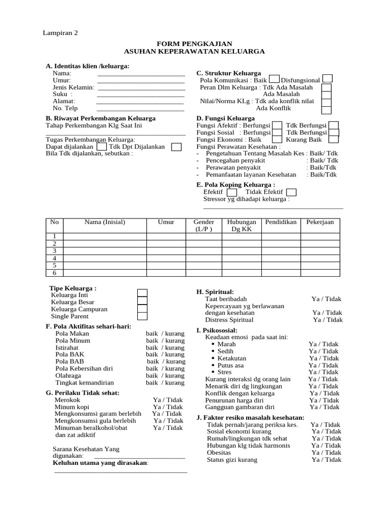 Form Askep Pengkajian Keperawatan Keluarga | PDF