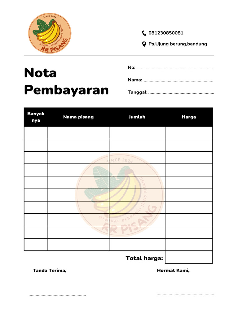 Merah Putih Minimalis Nota Pembayaran Warung Faktur Invoice - 20250421 ...