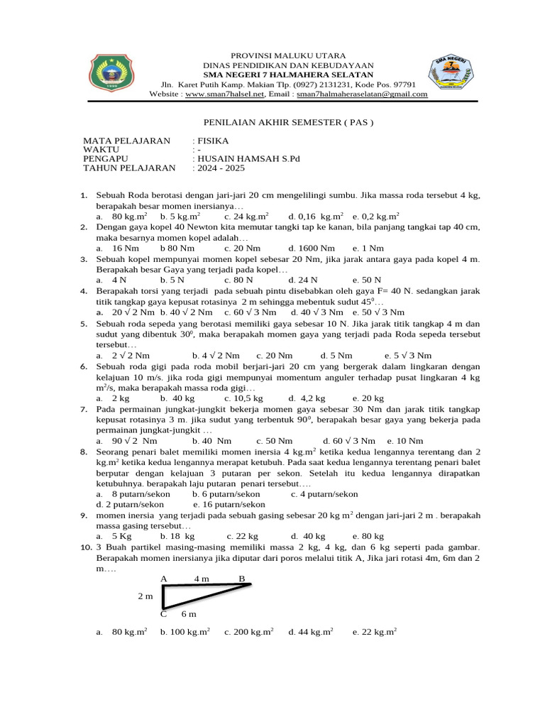 Soal Pas Fisika Xi 2024 | PDF