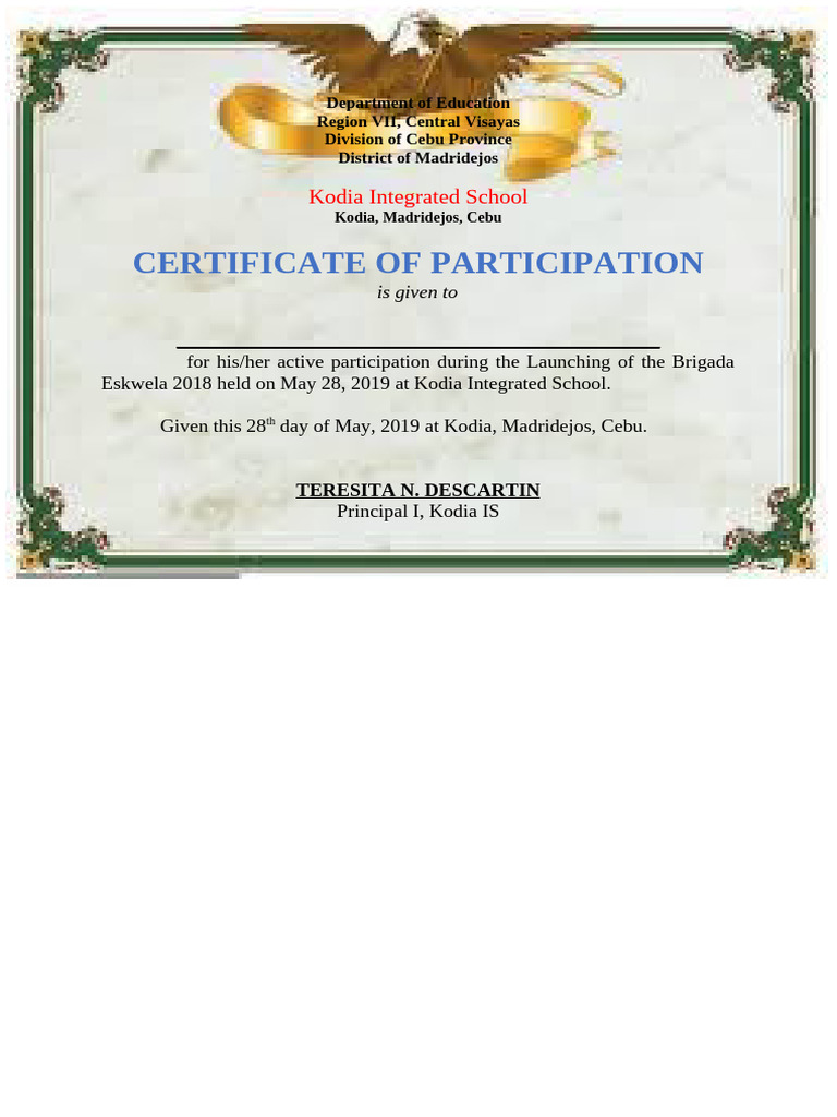 Certificate Brigada | PDF