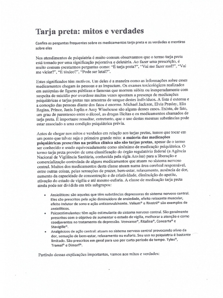 Tarja Preta Mitos e Verdades João | PDF