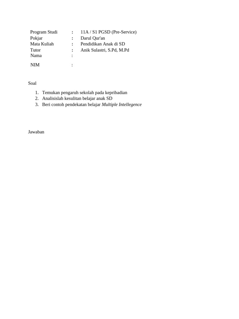 Latihan Tutorial 2 | PDF